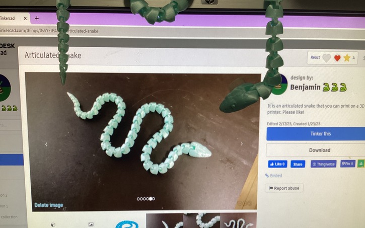 3D design Articulated Snake - Tinkercad