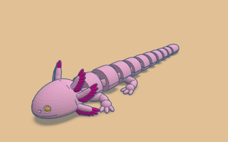 3D design Articulated axolotl - Tinkercad