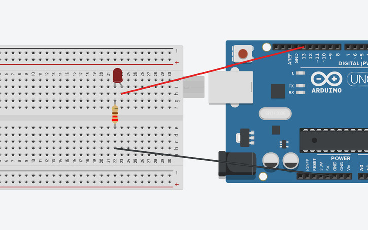 Circuit design Circuito 1: LED Intermitente - Tinkercad
