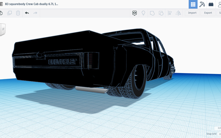 3D design 83 squarebody Crew Cab dually 6.7L 12V - Tinkercad
