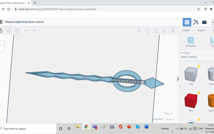 3D design Plasma lightning laser sword - Tinkercad