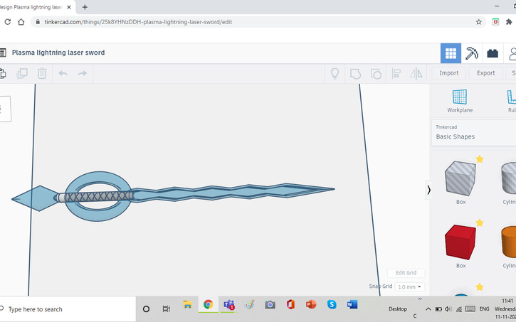 3D design Plasma lightning laser sword - Tinkercad