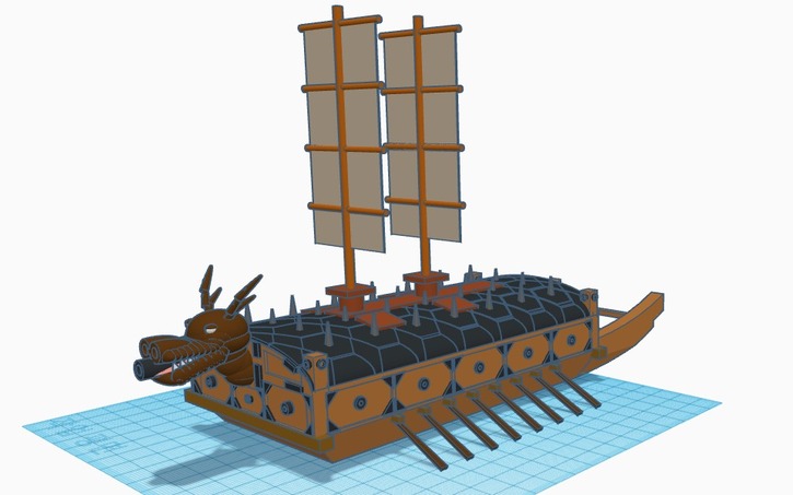 3D design turtle ship(geobukseon) - Tinkercad