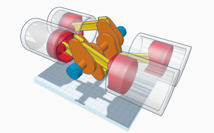 3D design Boxer Engine SIM LAB - Tinkercad