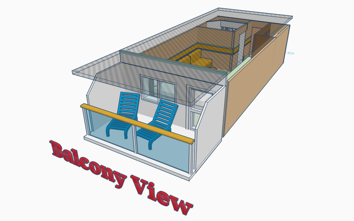 3D design Ocean View Balcony View and Interior Cruise Ship Cabins ...