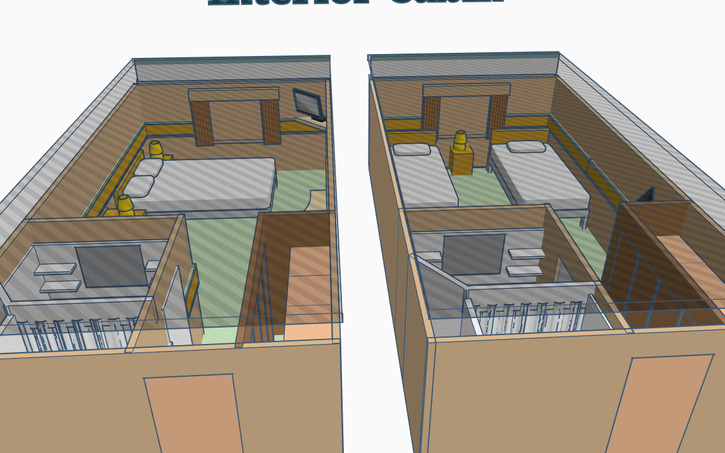 3D design Ocean View Balcony View and Interior Cruise Ship Cabins ...