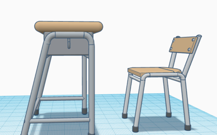 3D design Desk and chair - Tinkercad
