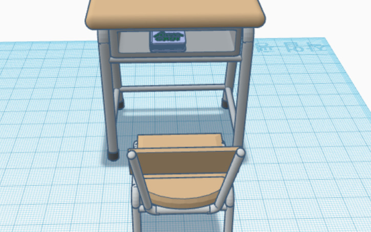 3D design Desk and chair - Tinkercad