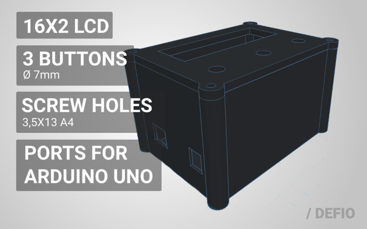 3D design BOX FOR ARDUINO ( LCD, BUTTONS, SCREWS, PORTS FOR ARDUINO ) - Tinkercad
