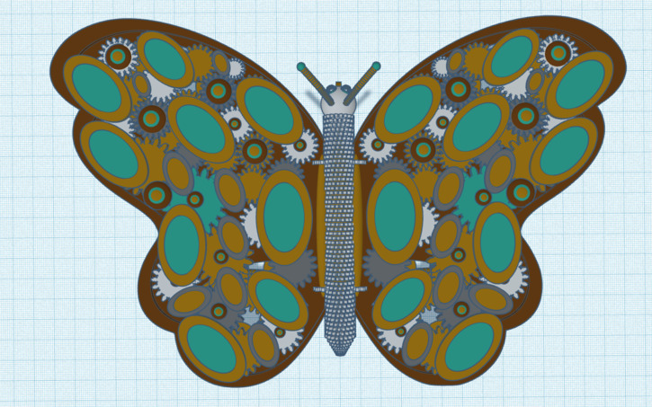 3D design Steampunk Robotic Butterfly - Tinkercad