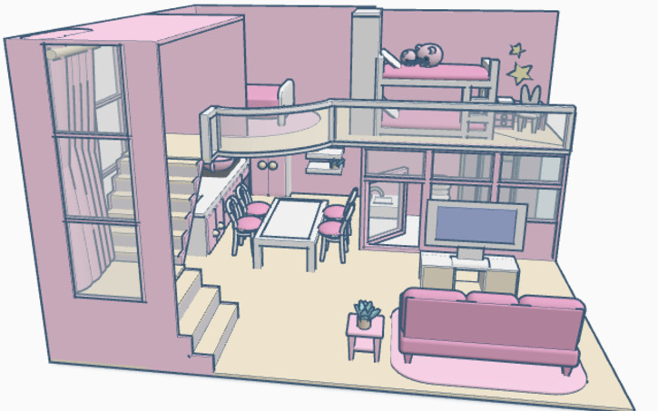 3D design 🐼°˖ pink house ˖°🐼 - Tinkercad