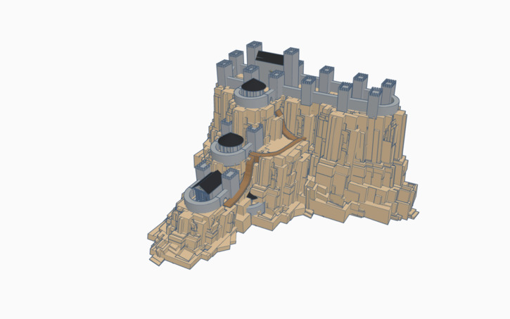 3D design Masada, cliffside fortress - Tinkercad