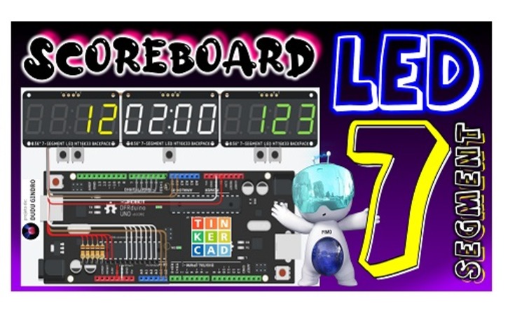 Circuit design SCOREBOARD = 7 SEGMENT LED - Tinkercad