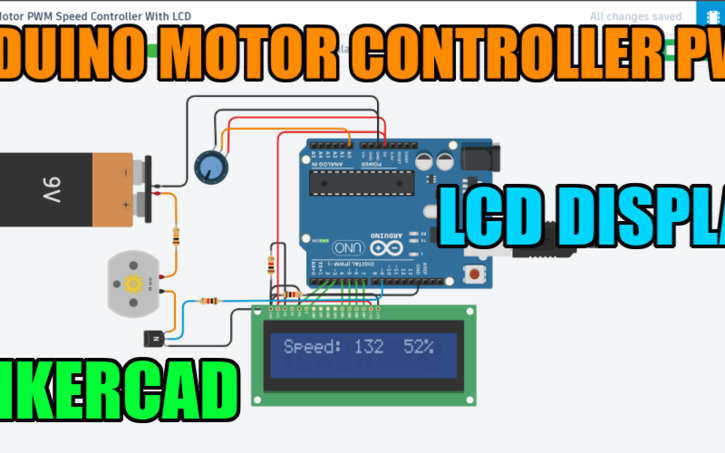 Circuit design How to Use #Arduino As Motor Controller #PWM With LCD Display - Tinkercad