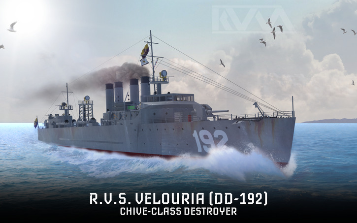 3D design R.V.S. Velouria (DD-192) - Chive Class Destroyer - Tinkercad