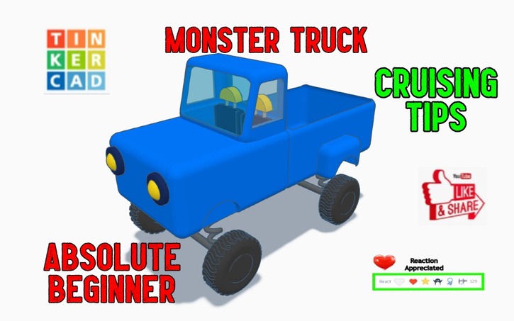 3D design Monster truck tutorial - Tinkercad