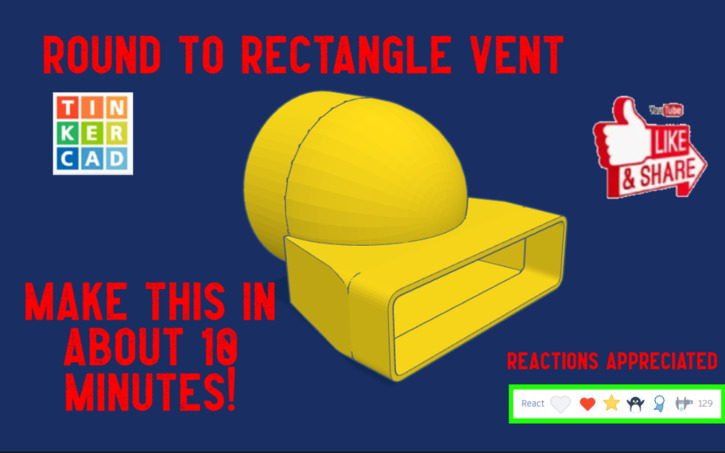 3D design vent reduction rectangle - Tinkercad