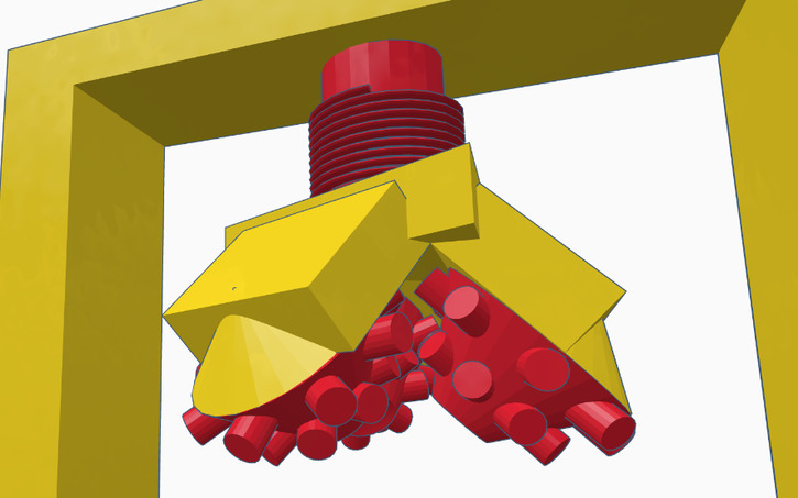 3D design Tri-cone Drill SIMLAB - Tinkercad