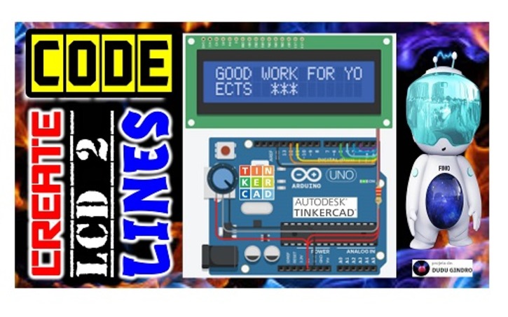 Circuit design CODE = LCD 2 LINES - Tinkercad