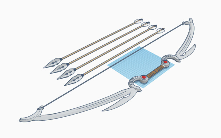 3D design Elven Heavy War Long Bow - Silver Moon - August 2024 - Tinkercad