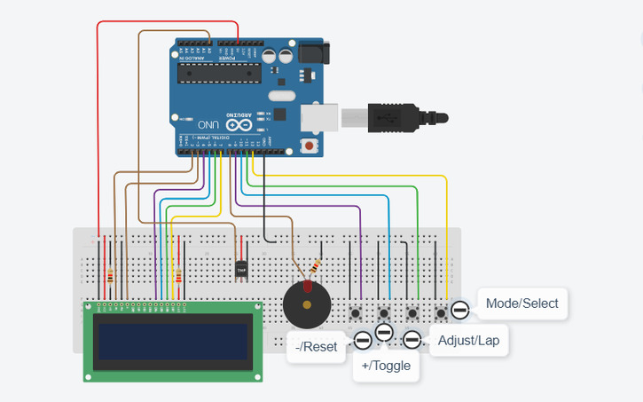 Circuit design Digital Clock - Tinkercad