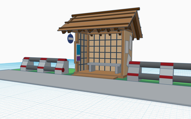 3D design Wooden Bus Stop - Tinkercad