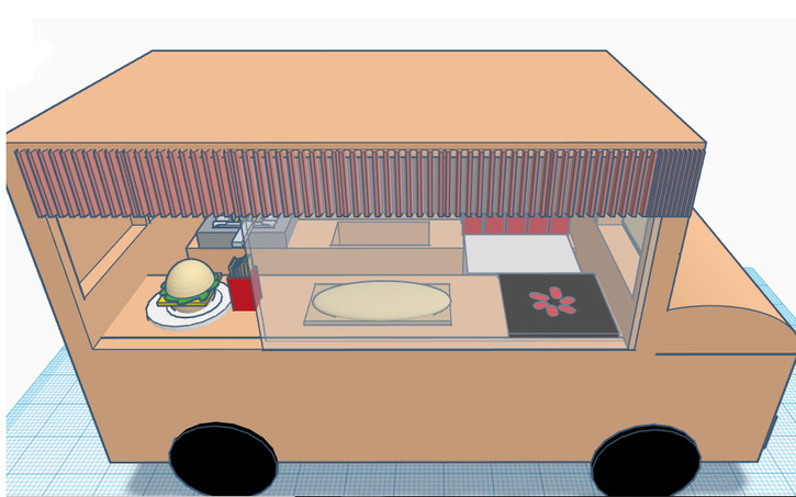 3D design Burger Food truck - Tinkercad