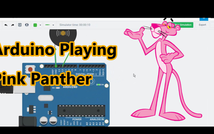 Circuit Design Arduino Playing Pink Panther Theme On Tinkercad Tinkercad