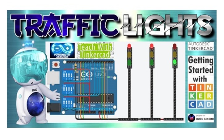 Circuit design TRAFFIC LIGHTS - Tinkercad