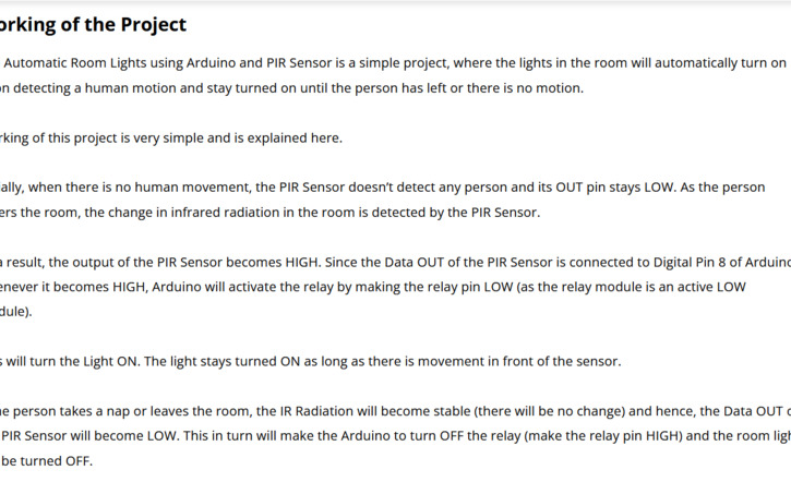 Circuit design Automatic Room Lightning System - Tinkercad