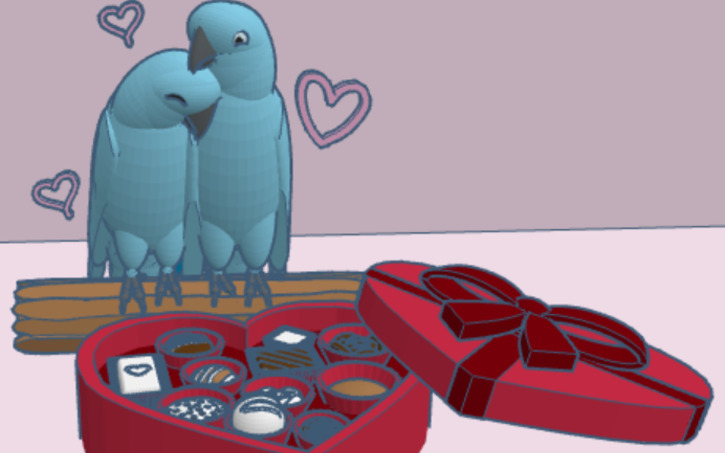 3D design 💕 Valentine's Day Birds :3 - Tinkercad