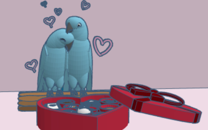 3D design 💕 Valentine's Day Birds :3 - Tinkercad