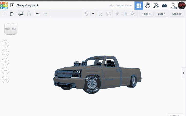 3D design Chevy drag truck - Tinkercad