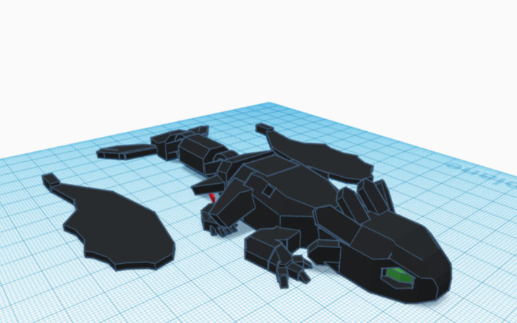3D design Articulated Toothless - Tinkercad