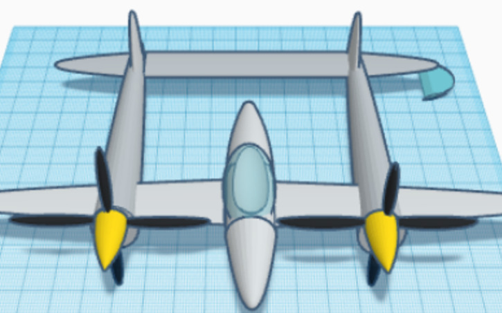 3D design lockheed p-38 lightning - Tinkercad