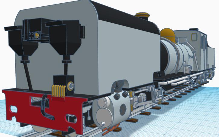 3D design NG G16 narrow gauge steam locomotive - Tinkercad