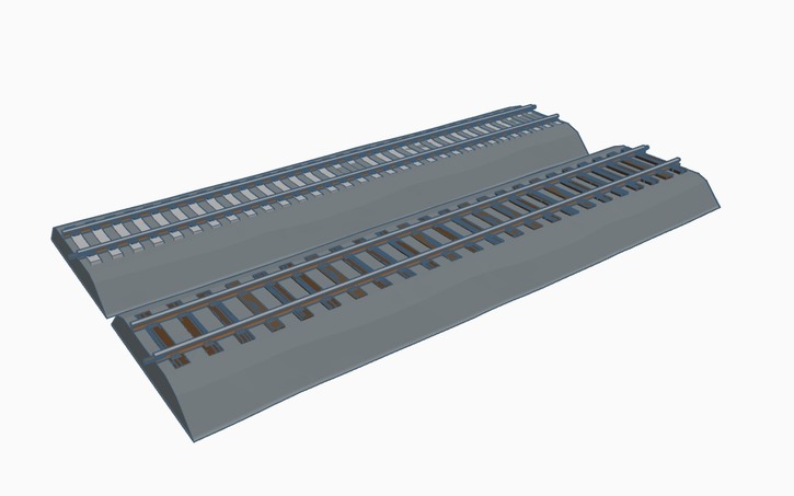 3D design Wooden + Concrete Railroad Track - Tinkercad