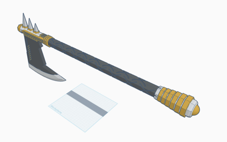 3D design Fantasy Battle Axe - Shadow Fang - November 2024 - Tinkercad