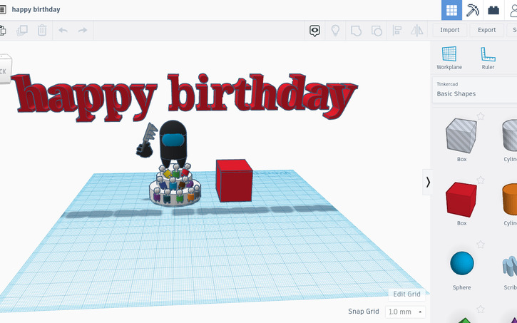 3D design happy birthday - Tinkercad