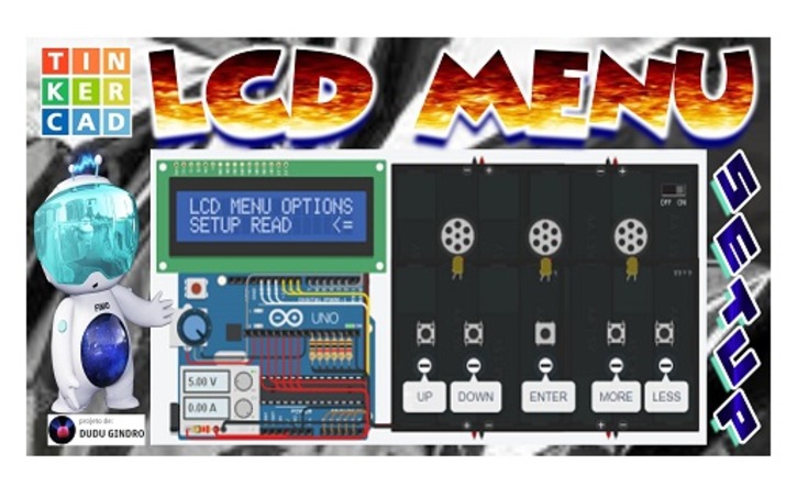 Circuit design LCD MENU = SETUP - Tinkercad