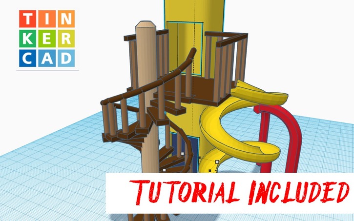 3D design playground Slide and Elevator - Tinkercad