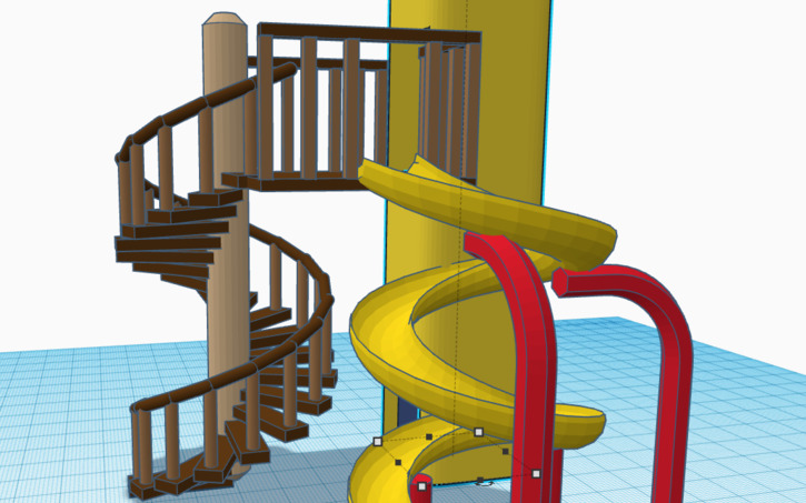 3D design playground Slide and Elevator - Tinkercad