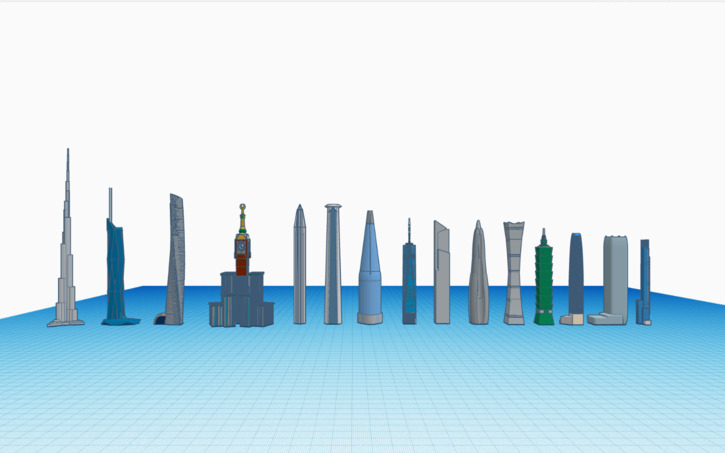 3D design World's Tallest Buildings as of 2021 - Tinkercad