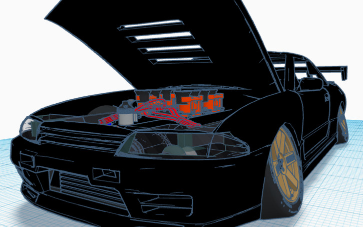 3D design Nissan GTR R32 Drift build - Tinkercad