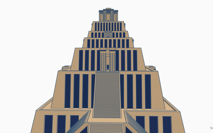 3D design Tower of Babel Ziggurat - Tinkercad
