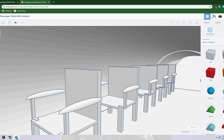 3D design Passenger Plane With Interior - Tinkercad