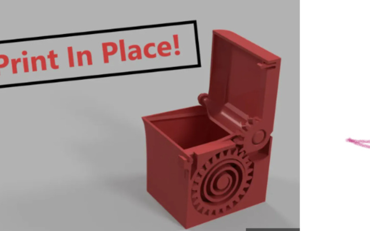 3D design spring loaded box print in place - Tinkercad