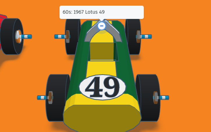 3D design Generations of F1 Cars in Sim Lab - Tinkercad