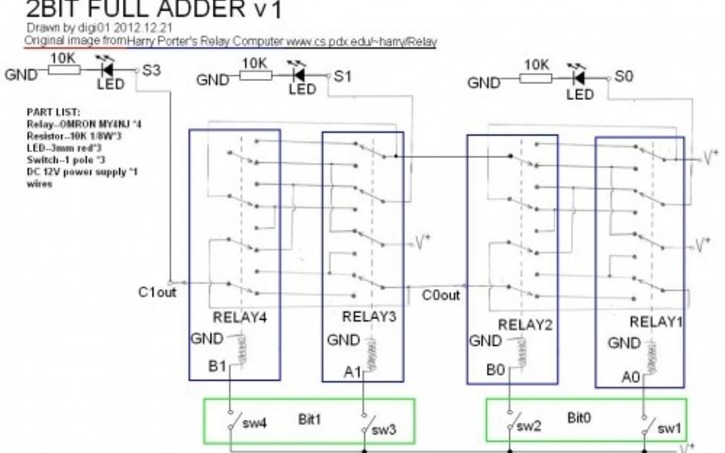 Circuit design 2 bit full adder - Tinkercad