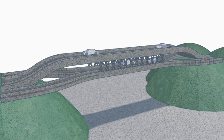 3D design Bridge with Cars (Build a Bridge Challenge) - Tinkercad